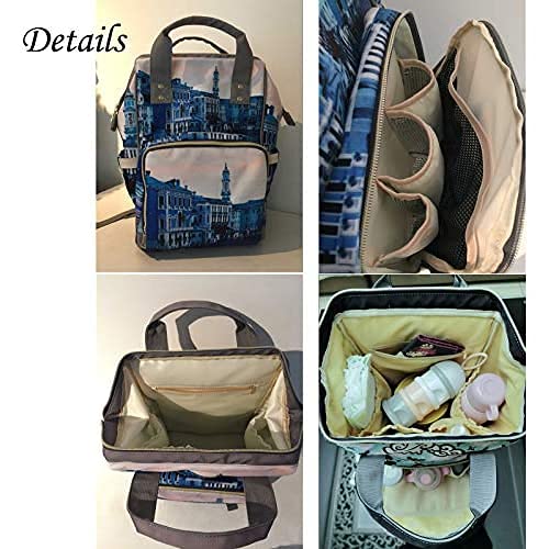 Newcos Personalized Cute Babt Foot Prints and Dots Diaper Bag with Name Nappy Bags Travel Casual Mummy Backpack for Mom Women