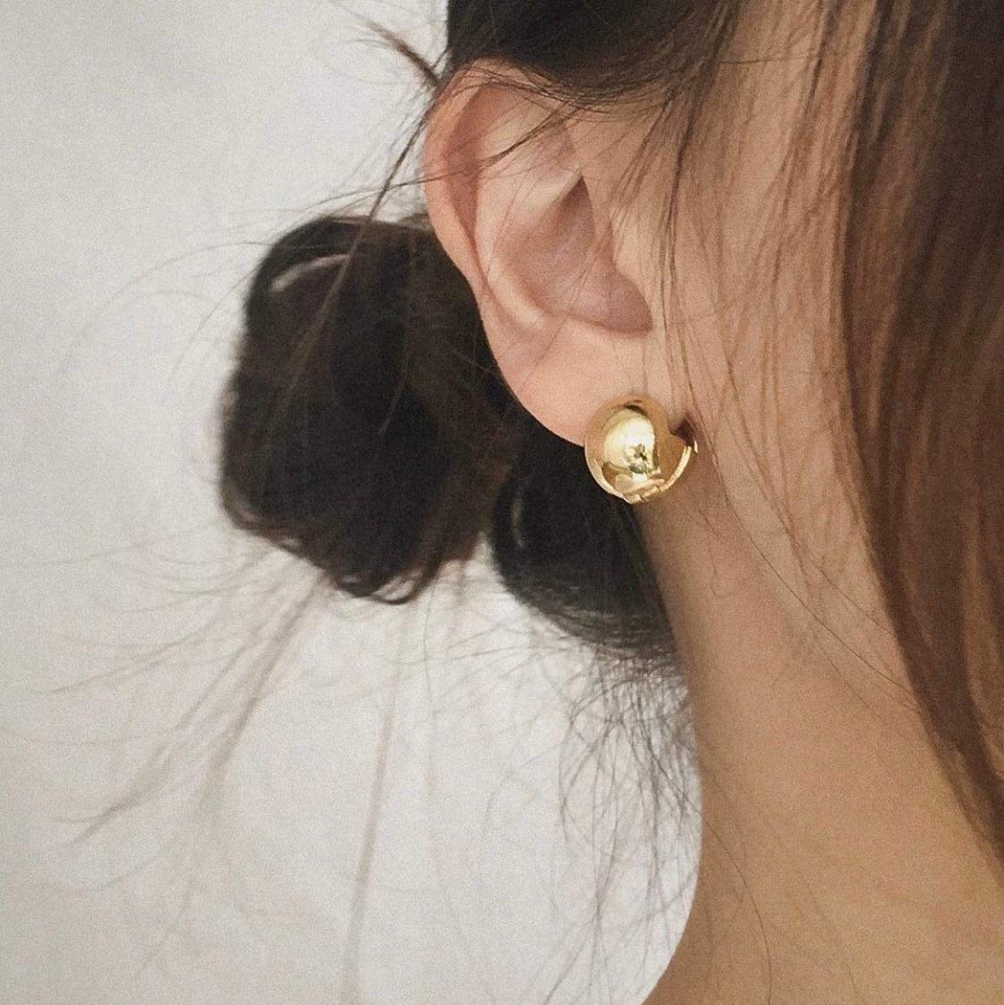 18K Gold Plated Brass Ball Stud Earrings, Minimalist Earrings, Silver Posts, Minimal Women Jewelry