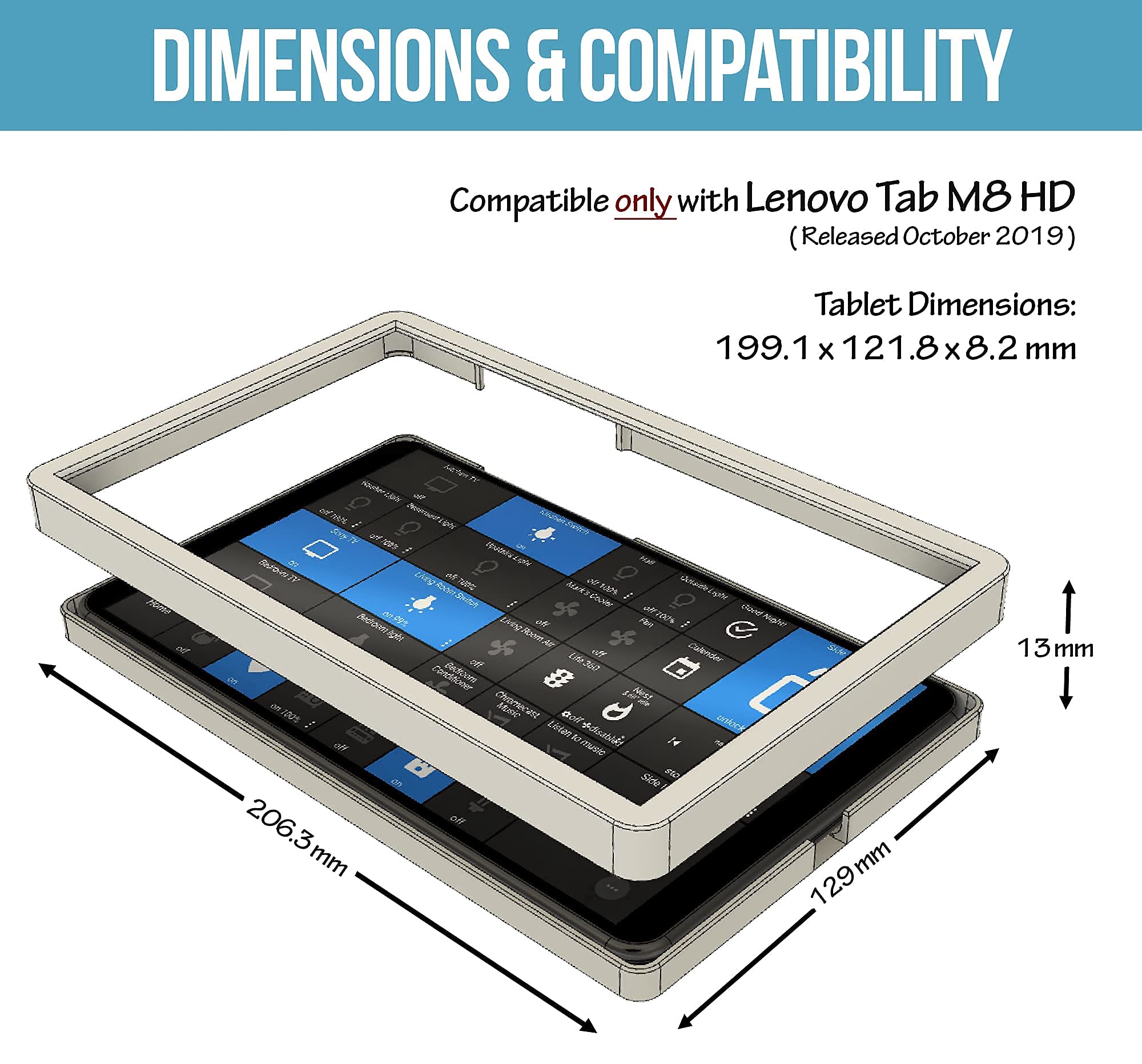 Wall Mount Kit for Lenovo Tab M8 HD 8" Tablet - Black