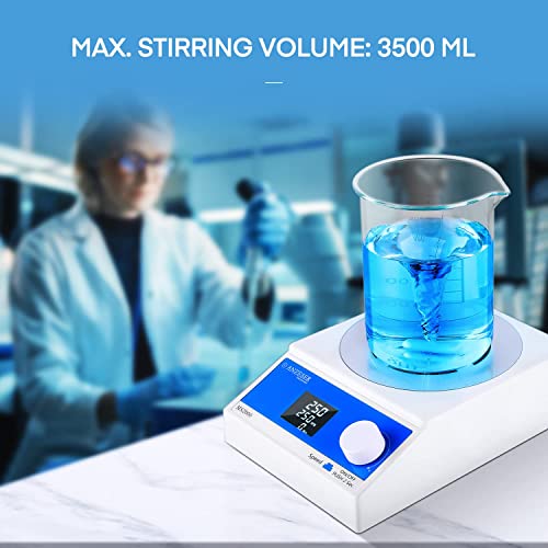 ANZESER Magnetic Stirrer w/Timer, Magnetic Stir Plate w/LCD Display, 3.5L Digital Magnetic Mixer, Lab Stirrers w/Stir Bar (No Heating) (Blue)