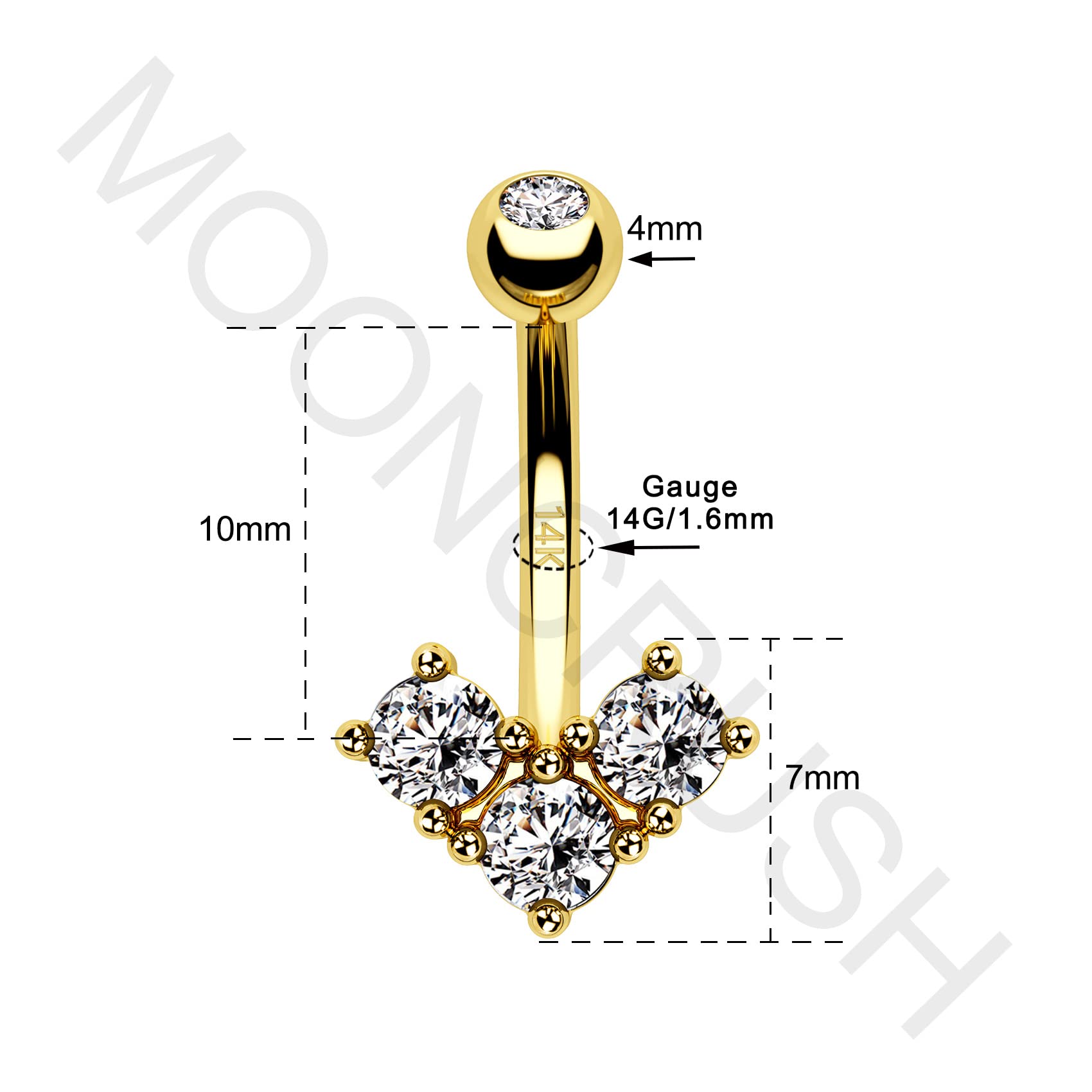 14k Real Gold Belly Button Rings 14k Belly Button Ring Gold 14k Solid Gold Belly Rings for Women 14k Belly Navel Piercing Jewelry