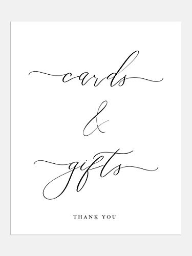 Cards and Gifts Sign for Wedding Ceremony and Reception White Sign with Black Lettering Printed on Professional Thick Linen Cardstock White Wedding Decoration UNFRAMED Elegant Minimalist Style