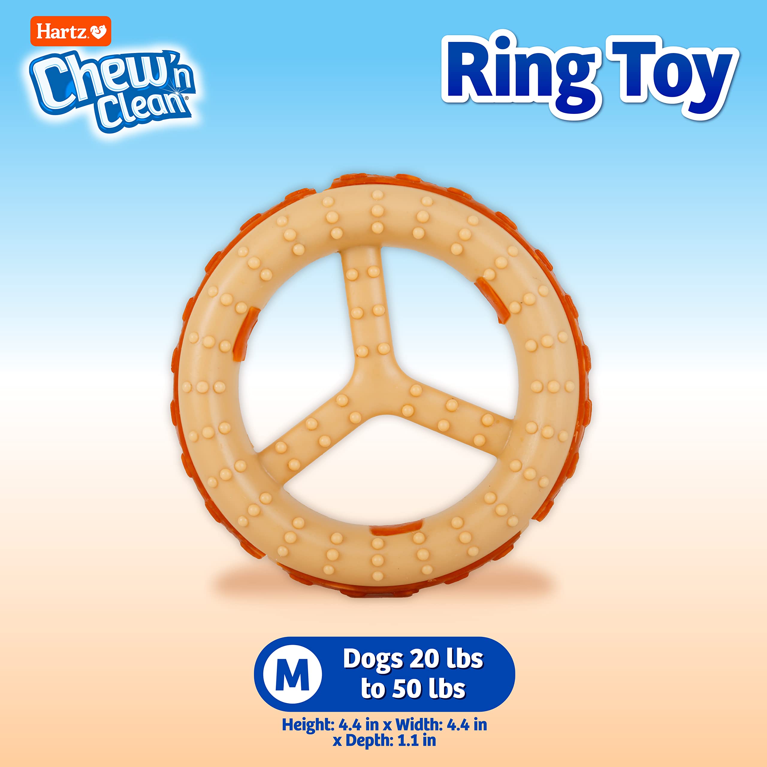 Hartz Chew ‘n Clean Chew Toy and Treat in One Chicken Flavored Ring Dog Toy, Medium
