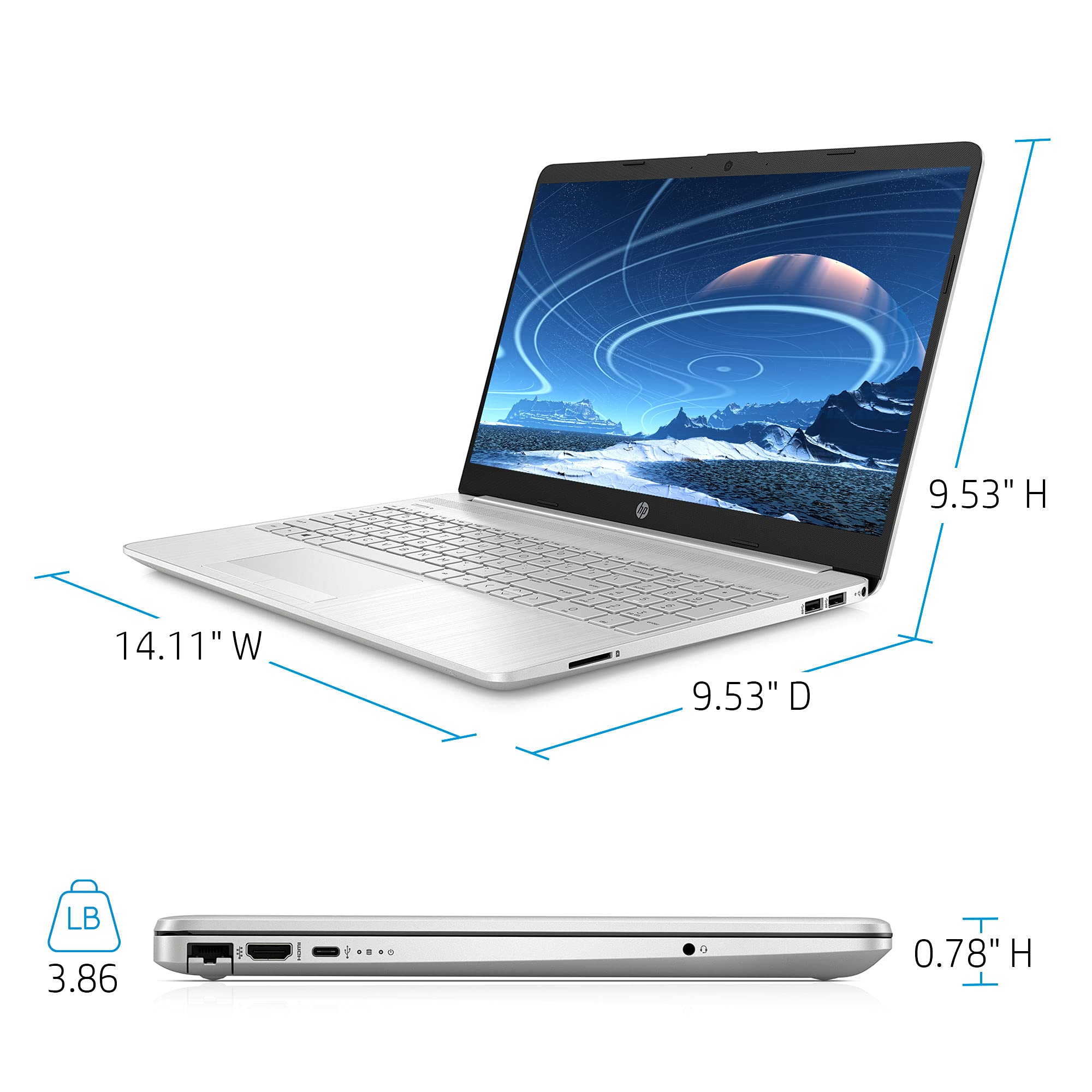 HP 15 Laptop (Latest Model), 15.6β Full HD Display, Intel Core i5-1135G7 (Beat i7-1065G7), 12GB RAM, 512GB SSD, Intel Iris X Graphics, Webcam, HDMI, Wi-Fi, Bluetooth, Windows 10 Home, Silver + Nly MP
