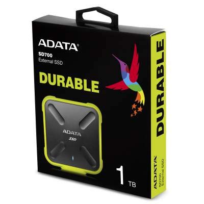 ADATA SD700 3D NAND 1TB Ruggedized Water/Dust/Shock Proof External Solid State Drive Yellow (ASD700-1TU3-CYL)