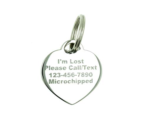 Custom Engraved Personalized Stainless Steel Small Heart Pink Rhinestones Dog Cat Pet ID Jewelry Bling Tag