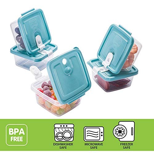 Plastic Food Storage Containers w/attached Lids. Multi sizes Containers. Microwave/Freezer & Dishwasher Safe - Steam Release Valve. BPA/Free (16, Light Blue)