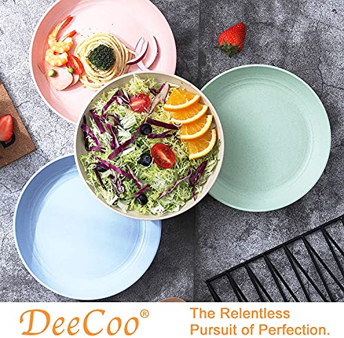 DeeCoo 10 Inch Wheat Straw Deep Dinner Plates - Microwave and Dishwasher Safe, Unbreakable Sturdy Plastic Dinner Plates - Set of 6 - Healthy Cereal Dishes/Kids-toddler & Adult