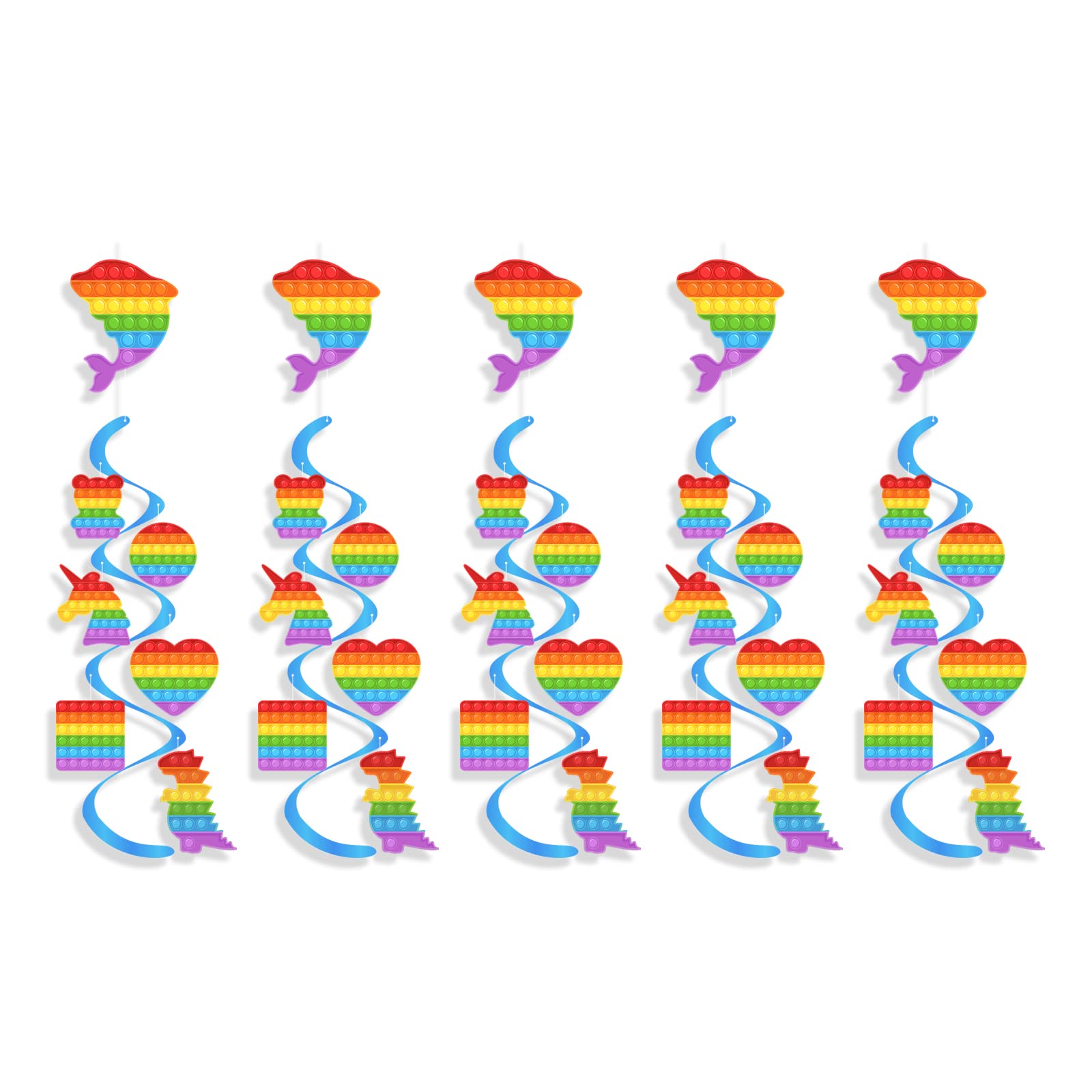 21 Pcs Pop Push Bubble Hanging Swirl Decorations, Pop Push Bubble Party Ceiling Streamers Hanging Swirl Wind Chimes Spiral Pendant Pop Birthday Party Supplies for Girls Boys