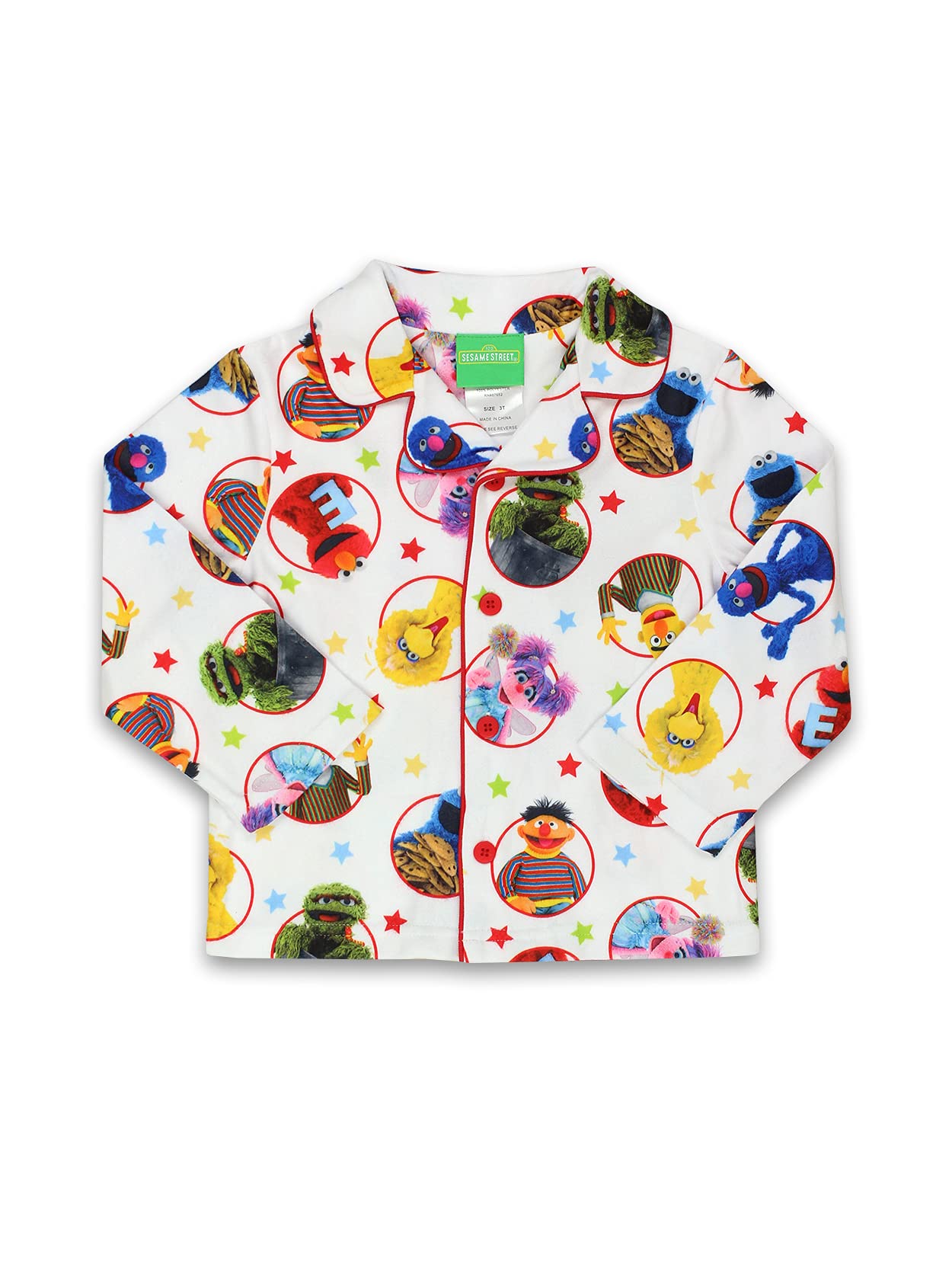 Sesame Street Elmo Toddler Coat Style Pajamas Set (2T, White)