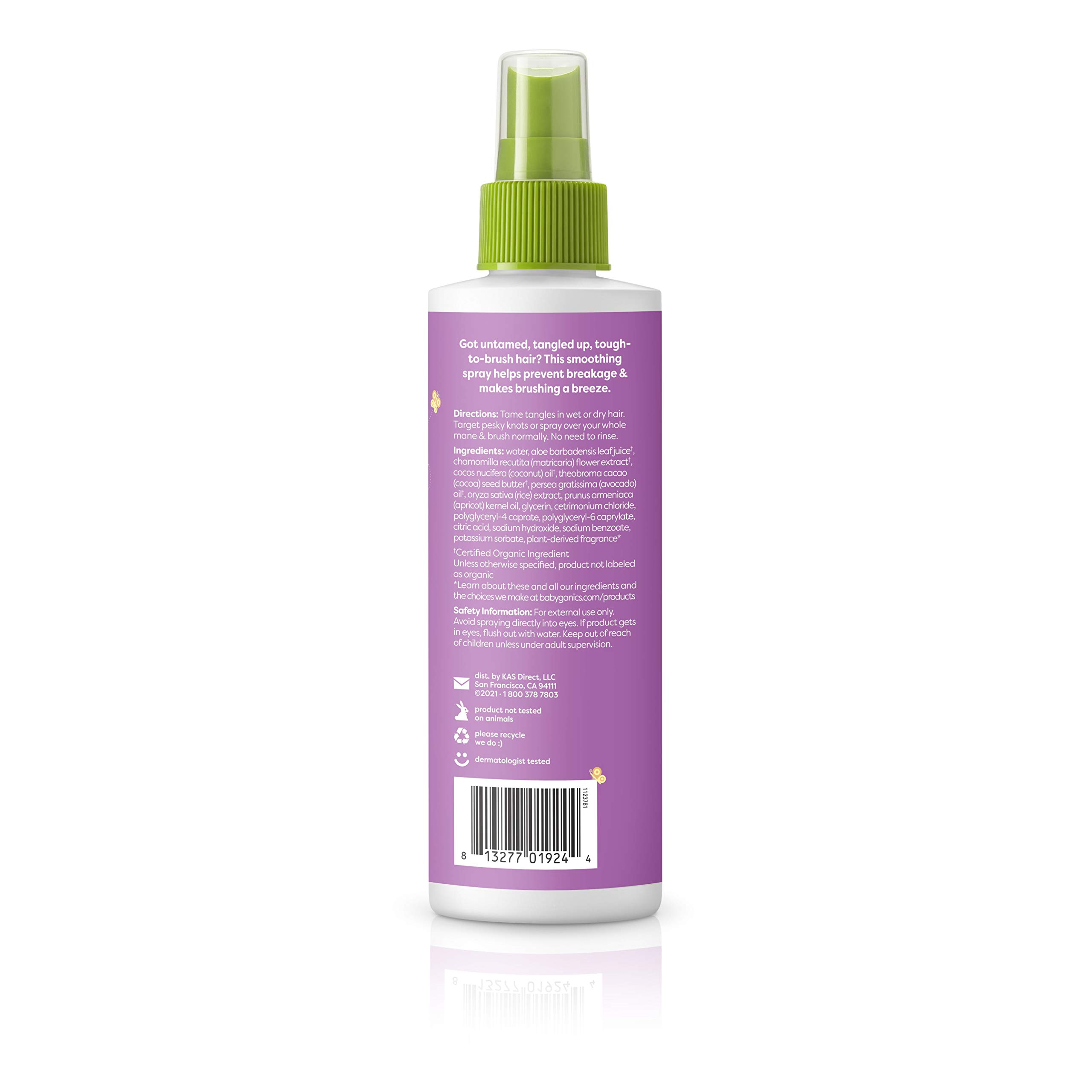 Babyganics Kids Detangler, Berry Berry, Tames Tangles, 8 Fl Oz (Pack of 2)