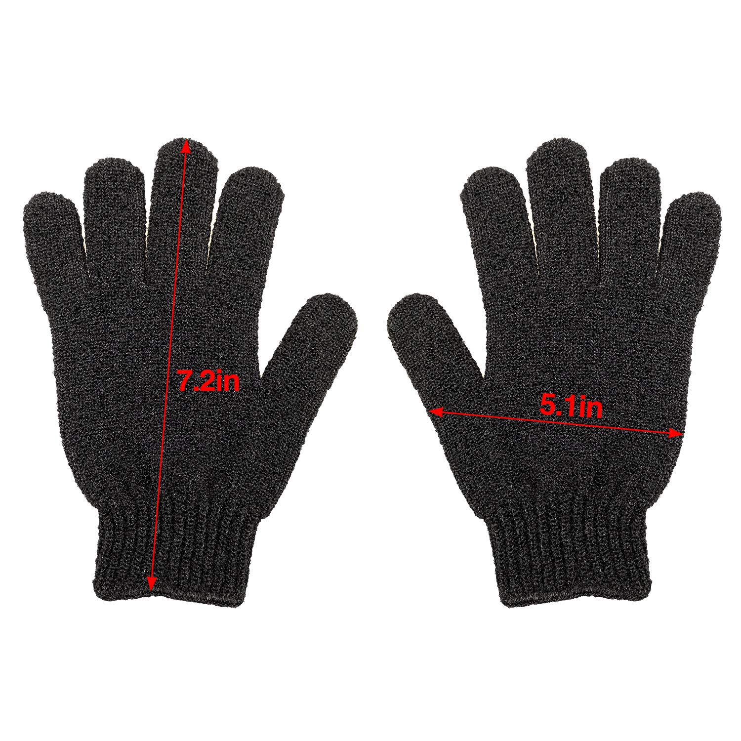 6Pairs Exfoliating Gloves - Premium Black Scrub Wash Mitt for Bath or Shower - Luxury Spa Exfoliation Accessories for Beauty Spa Massage, Suitable for Men and Women