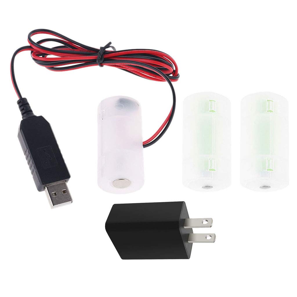 S-YUWEN Battery Eliminator US Plug USB Power Supply Adapter Replace 1-4pcs 1.5V LR14 C Battery Eliminator for Clocks Toys Lamps and More Electronic Devices Replacement C Cell Batteries