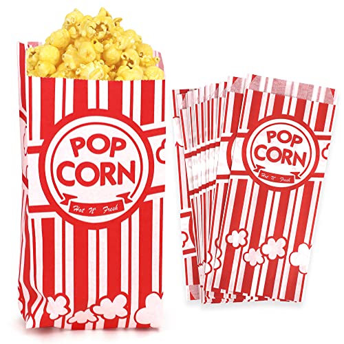 400 Popcorn Bags 1 Once - Perfect Size for Theater, Movies, Birthday Parties Celebration - Great Carnival Light Snacking Bags - Popcorn Bags for Party - Sturdy Paper Bags. (400)