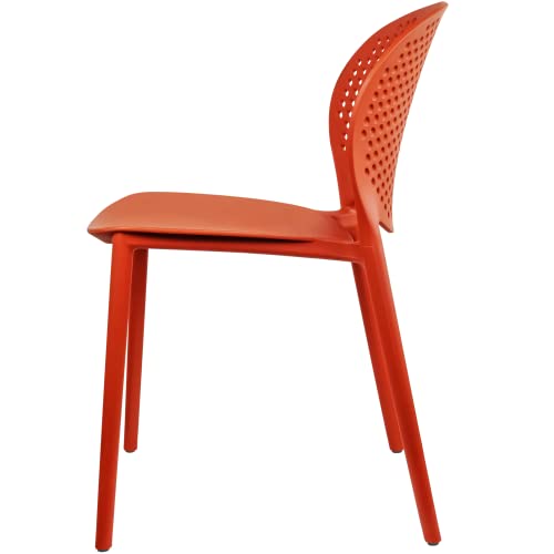 2xhome Set of 2 Modern Pool Patio Chairs, Stackable Dining Side Chairs for Indoor Outdoor Kitchen Living Room Restaurant, Orange