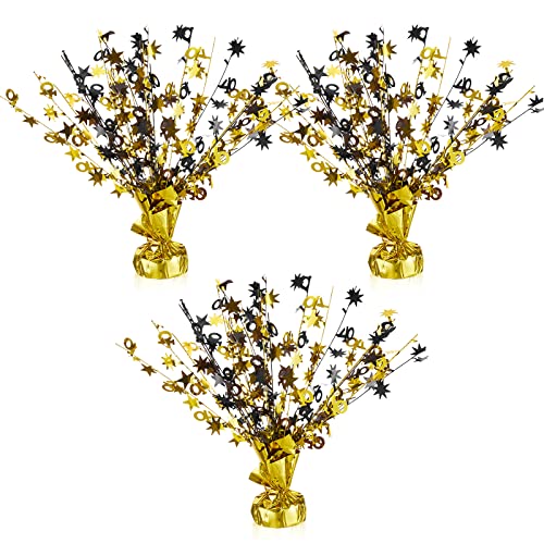 3 Pieces Happy 40th Birthday Centerpieces for Tables 40th Wedding Anniversary Party Supplies Metallic Gold Gleam for 40 Years Old Party Table Decorations, 14 Inches