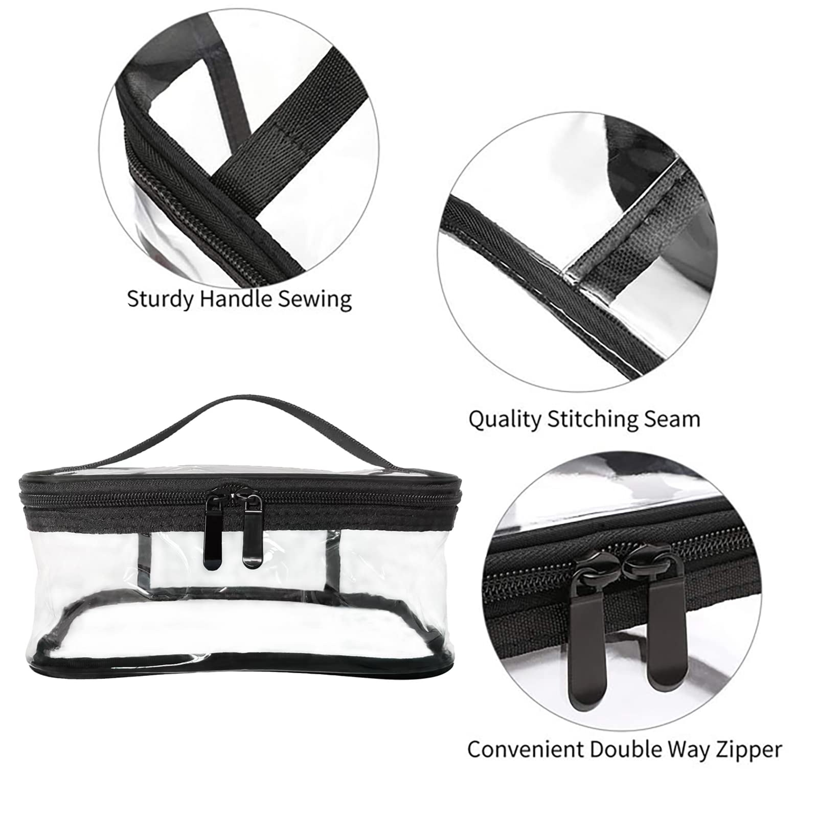 2 Pcs Clear Makeup Bags with Zipper Large Clear Cosmetic Bags for Travel Waterproof Toiletry Bags Transparent Storage Carry Pouch