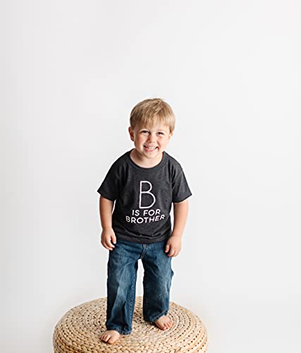 ELLA COLE COMPANY Big Brother Shirt for Toddler B is for Brother T-Shirt (Dark Grey, 2T)