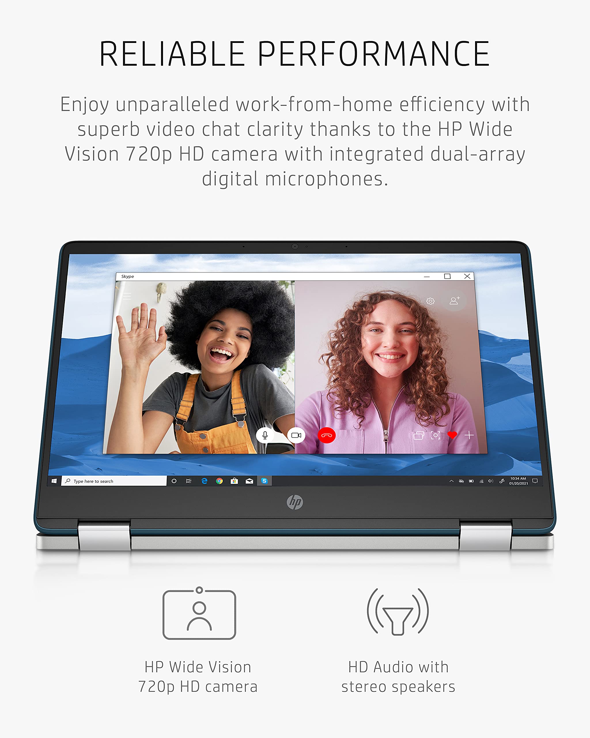 HP Chromebook 360 14a 2-in-1 Laptop, Intel Celeron Processor, 4 GB RAM, 32 GB eMMC, 14” HD (1366 x 768) Chrome OS, Webcam & Dual Mics, Work & Play with Long Battery Life (14a-ca0060nr, 2021)