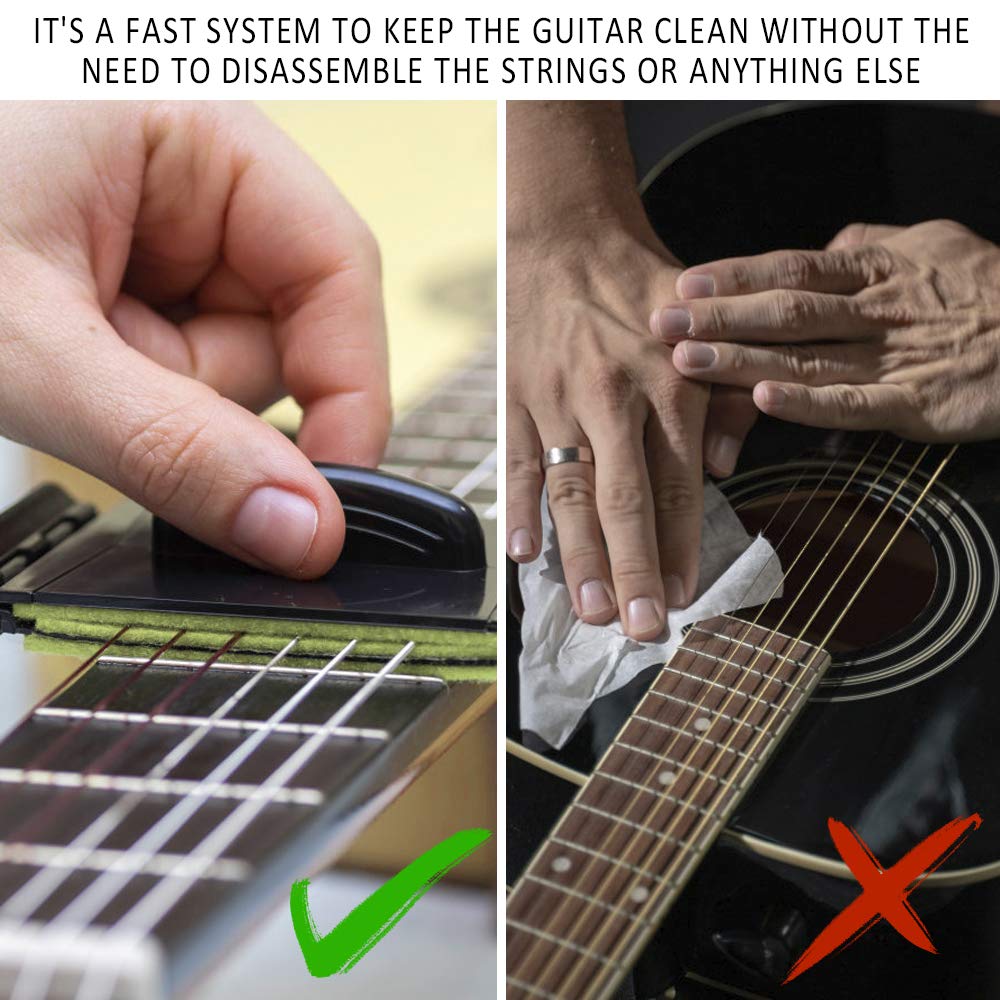 2 Pack Dual Guitar String Cleaner for Guitar, Bass and Ukulele, Used for Cleaning String and Fretboard