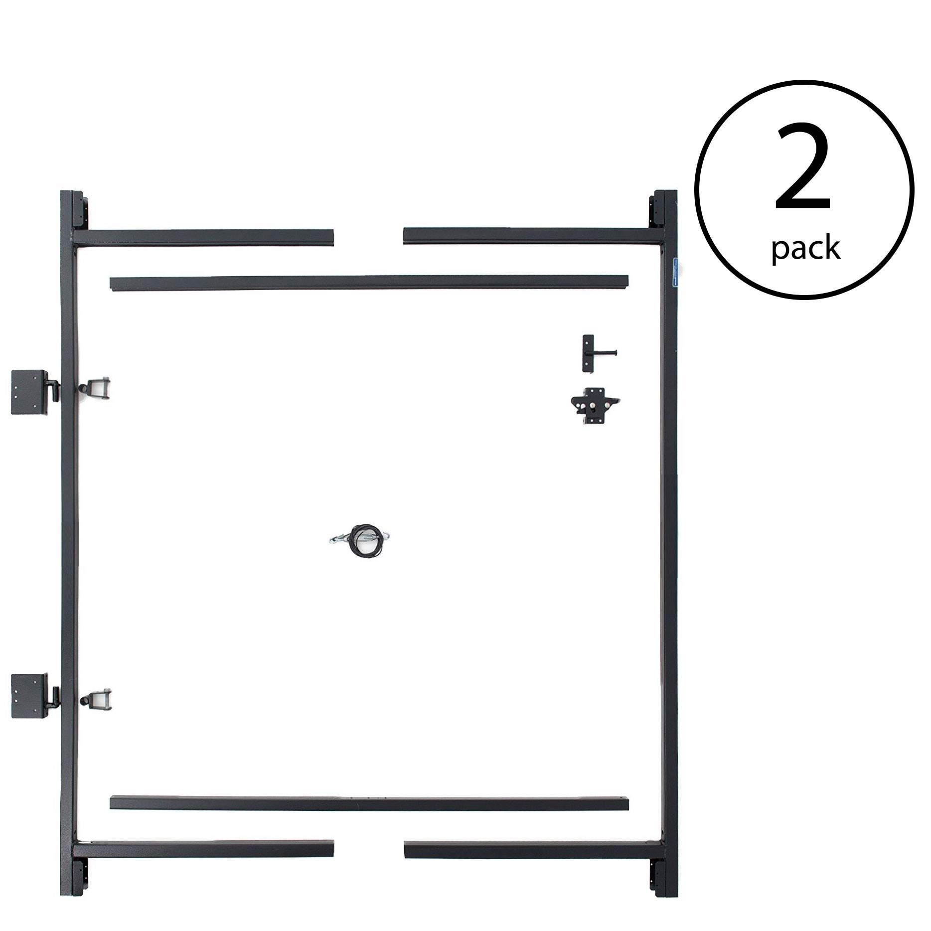Adjust-A-Gate 2 Way Lockable Easy to Install Steel Frame Gate Latch with Installation Building Kit and Telescoping Bars (2 Pack)