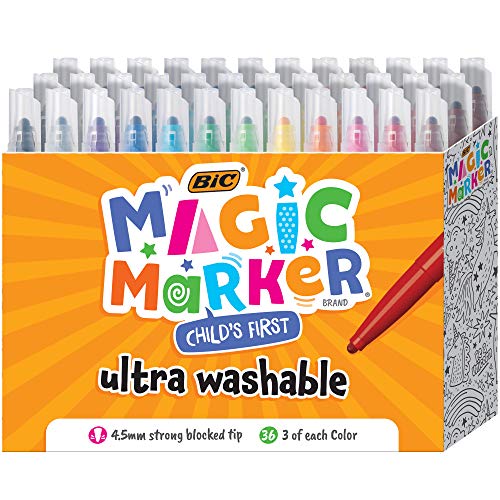 BIC Magic Marker, Flexible Brush Tip (4.5 mm), Assorted Colors, Kids Coloring, 36-Count