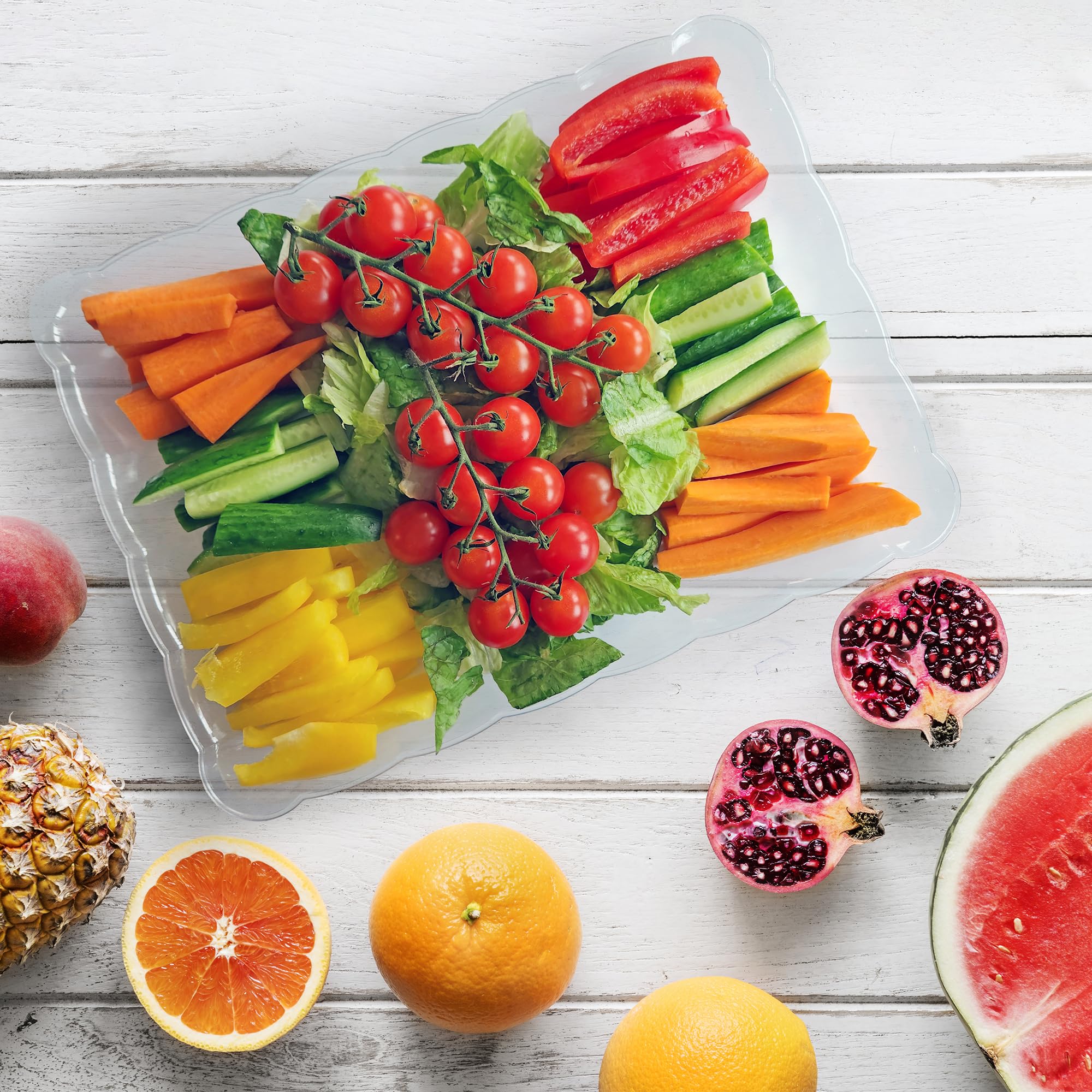 6 Pack Plastic Serving Trays for Party - Plastic Tray 9 by 13 Inch - Heavy Duty Plastic Trays for Food - Rectangular Party Serving Trays and Platters - Premium Party Trays - Clear Disposable Trays