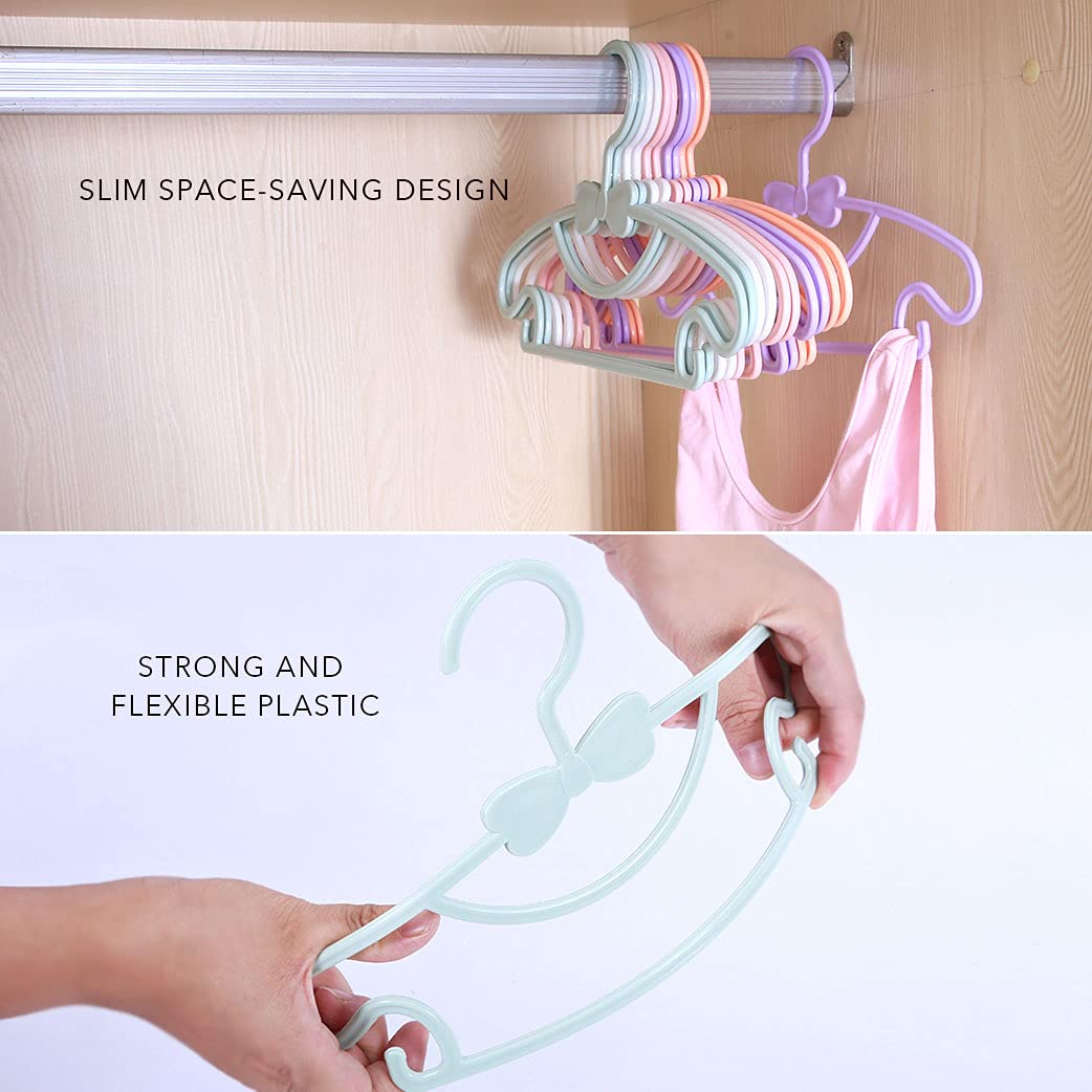 veeyidd Children's Hangers Plasti - 11.6" Size for Baby Kids Infant & Toddler Clothes (5 Colors, 50 Pack)