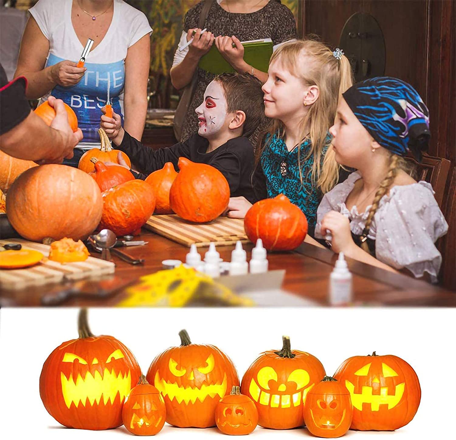 Oizzduru Pumpkin Carving Kit Halloween, 9 PCS Professional Heavy Duty Carving Set, Stainless Steel Pumpkin Carving Tools with Carrying Case LED Candles for Halloween Decoration Jack-O-Lanterns