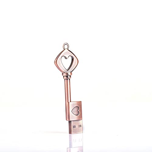 SUNJIANG Cute USB Flash Drive, Metal Love Heart Key Shaped Pen Drive Keychain USB Stick Wedding Memory Stick 32GB Thumb Drive Funny USB2.0 Gifts for Wedding/Photography/Anniversary