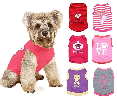 6 Packs Girl Dog Clothes Small Puppy Dog Shirts for Small Dogs Girls Chihuahua Clothes Yorkie T Shirt Female Dog Clothes