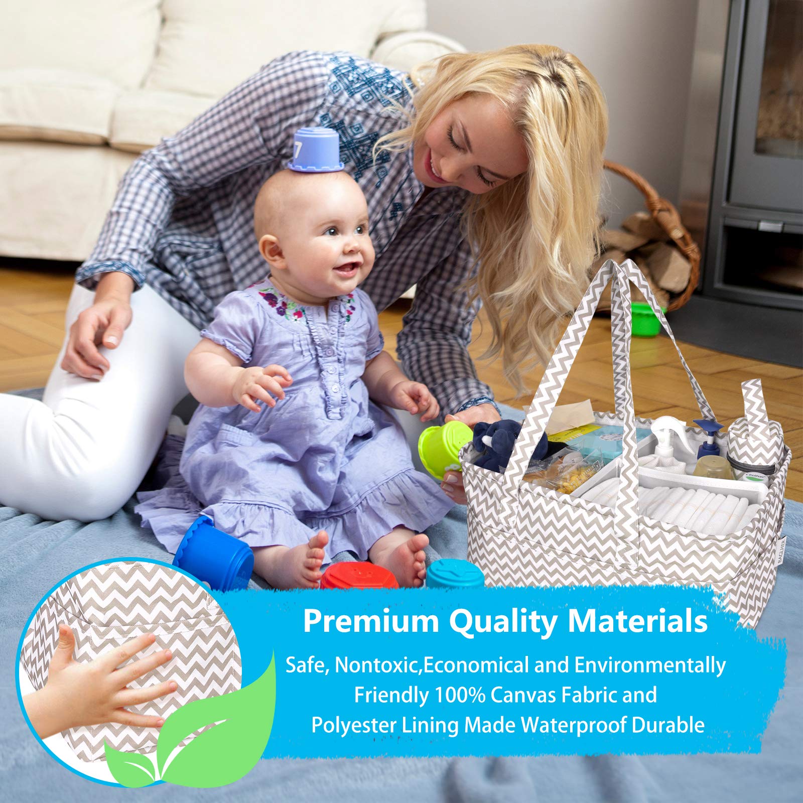 BAGLHER Baby Diaper Caddy Organizer,Large Baby Product Storage Rack and Kindergarten Storage Box,Portable Diaper Rack and Car Storage Box.