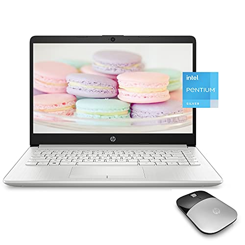 HP Premium Laptop, 14" HD Display, Intel Pentium Quad-Core Processor, 8GB RAM, 128GB SSD, Webcam, HDMI, Bluetooth, Wi-Fi, Windows 10 + One Year Office 365 Wireless Mouse Bundle