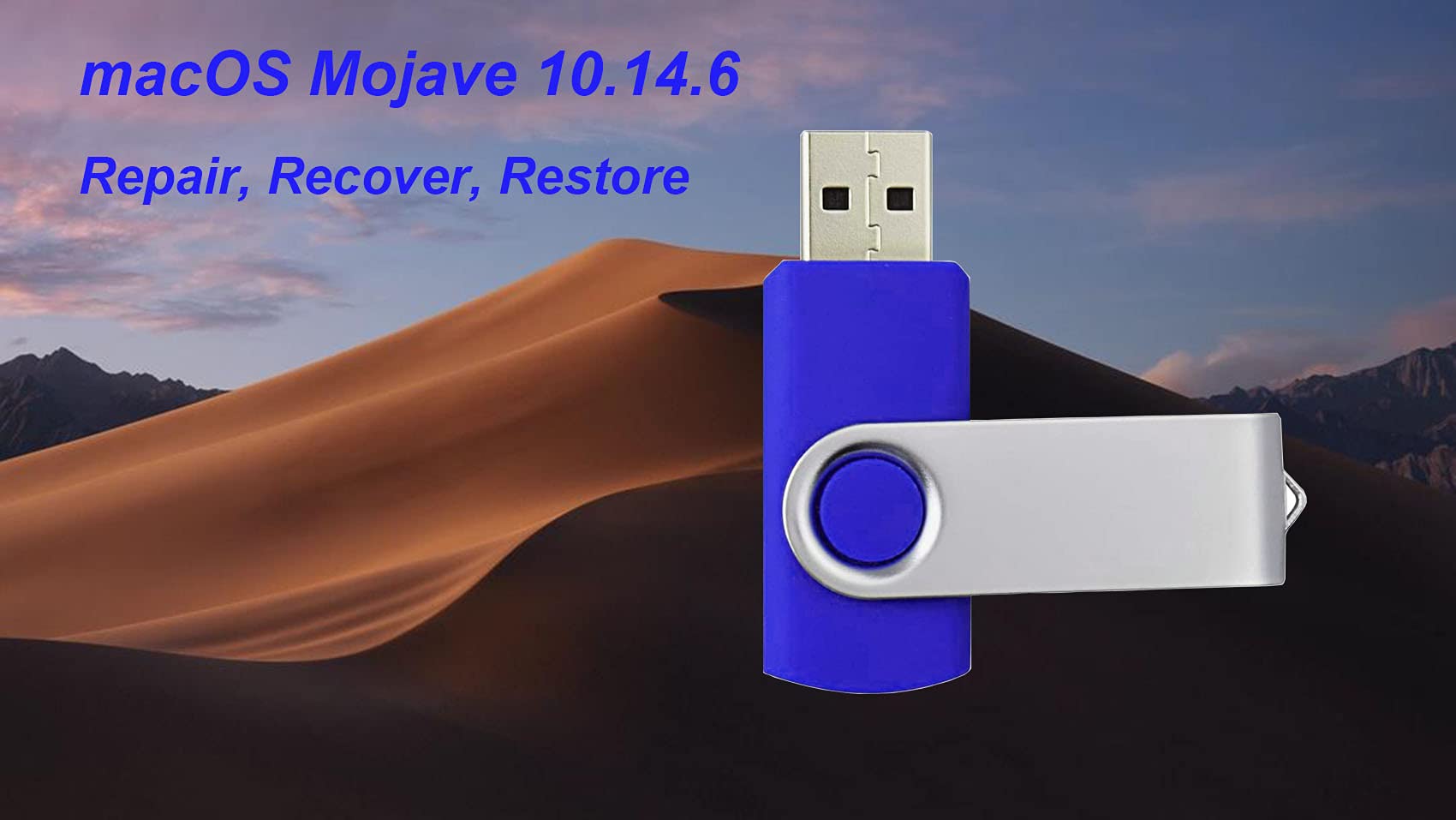 USB for macOS Mojave 10.14.6 USB Flash Drive for Full OS Install Recover Repair Restore Upgrade Reinstall Reboot System USB Stick 16GB, Blue