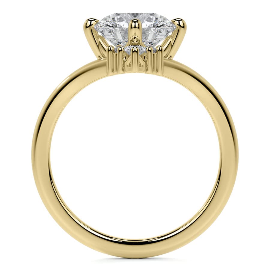 10K Solid Yellow Gold Handmade Engagement Ring 2.50 CT Round Cut Moissanite Diamond Solitaire Wedding/Bridal Ring Set for Women/Her, Fancy Ring Gifts for Her