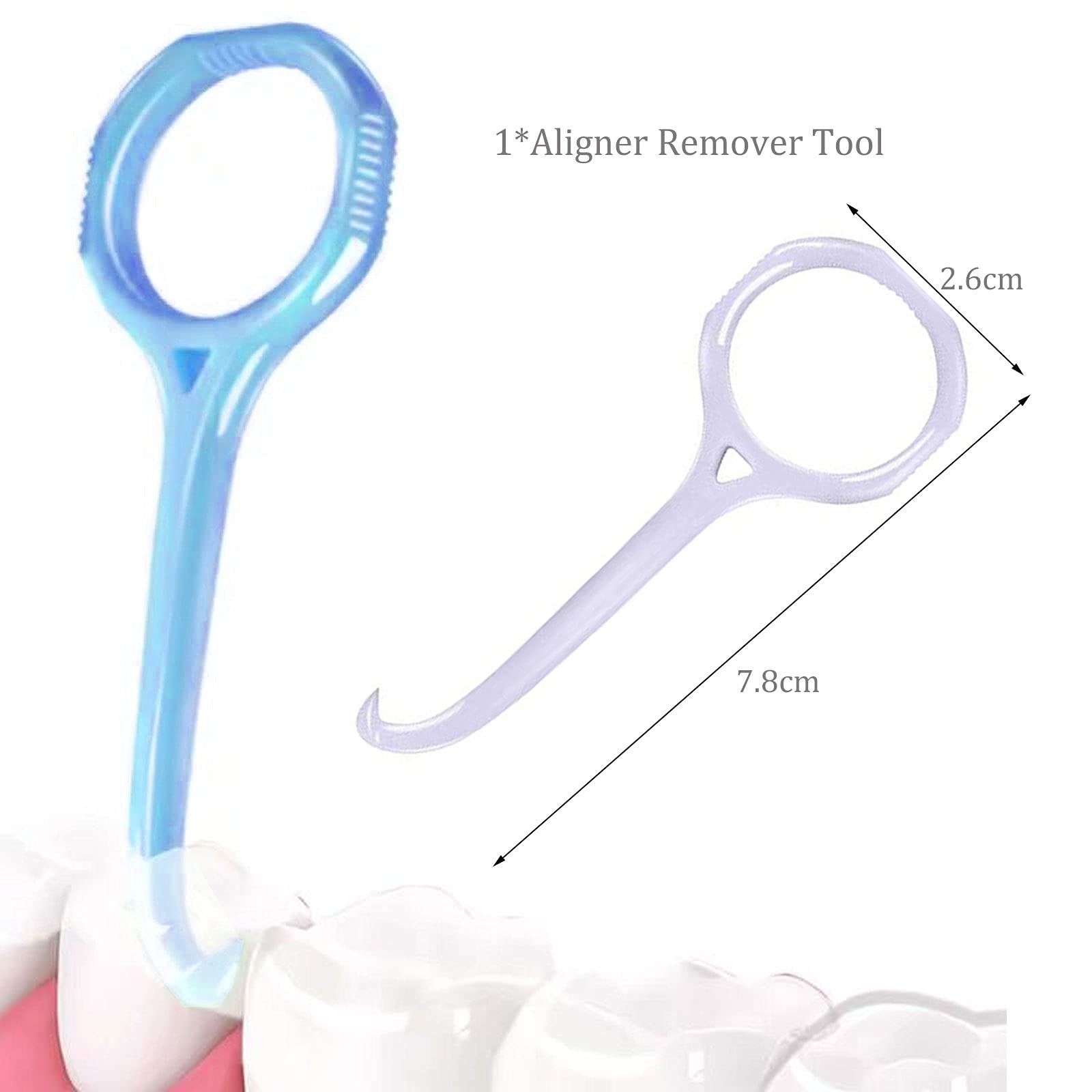 HRASY Oral Care Disassembly Kit/7pcs Including 1 Retainer Case with Mirror and Vent Holes | 1 Aligner Remover Tool | 4 Elastic Rubber Bands Placers | 1 Cleaning Brush (White)