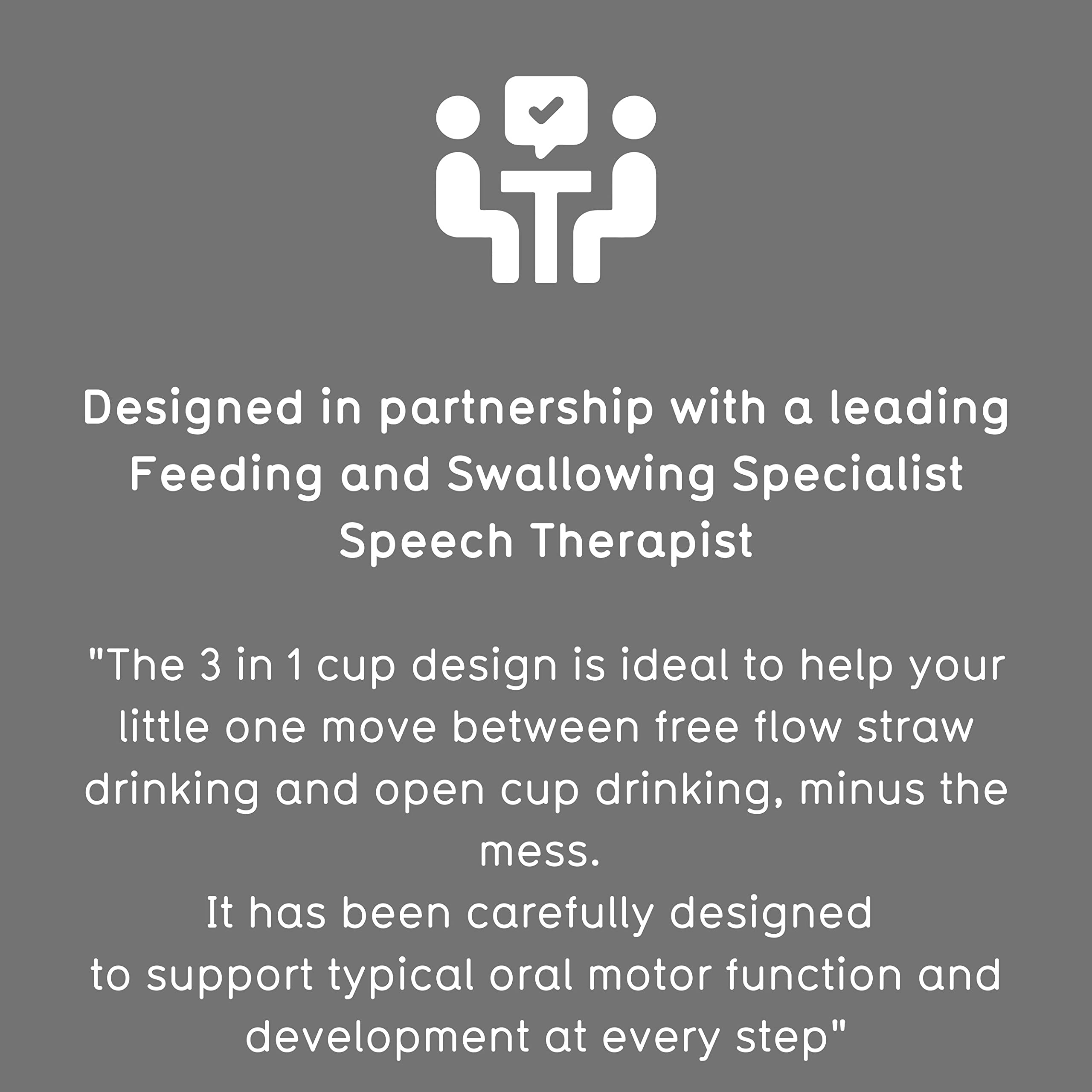 TUM TUM 3 way Baby Trainer Cup, Designed with Feeding Specialist, 180ml (Grey)