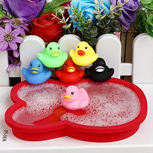 50 Pack Multicolor Mini Rubber Ducky Float Ducks Baby Bath Toy, Great for Jeep Ducking, Shower, Birthday Party, Carnival Game Gift(1.6"x 1.5" x 1.2". 6 Colors)