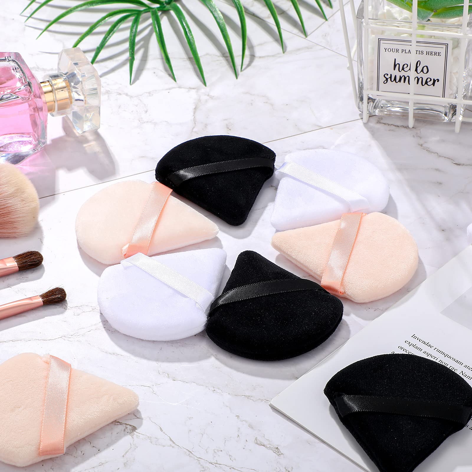 Patelai 15 Pcs Triangle Powder Puff Ultra Soft Pure Cotton Makeup Puffs Washable Face Velour for Cosmetic Foundation Sponge Makeup Tool(Black)