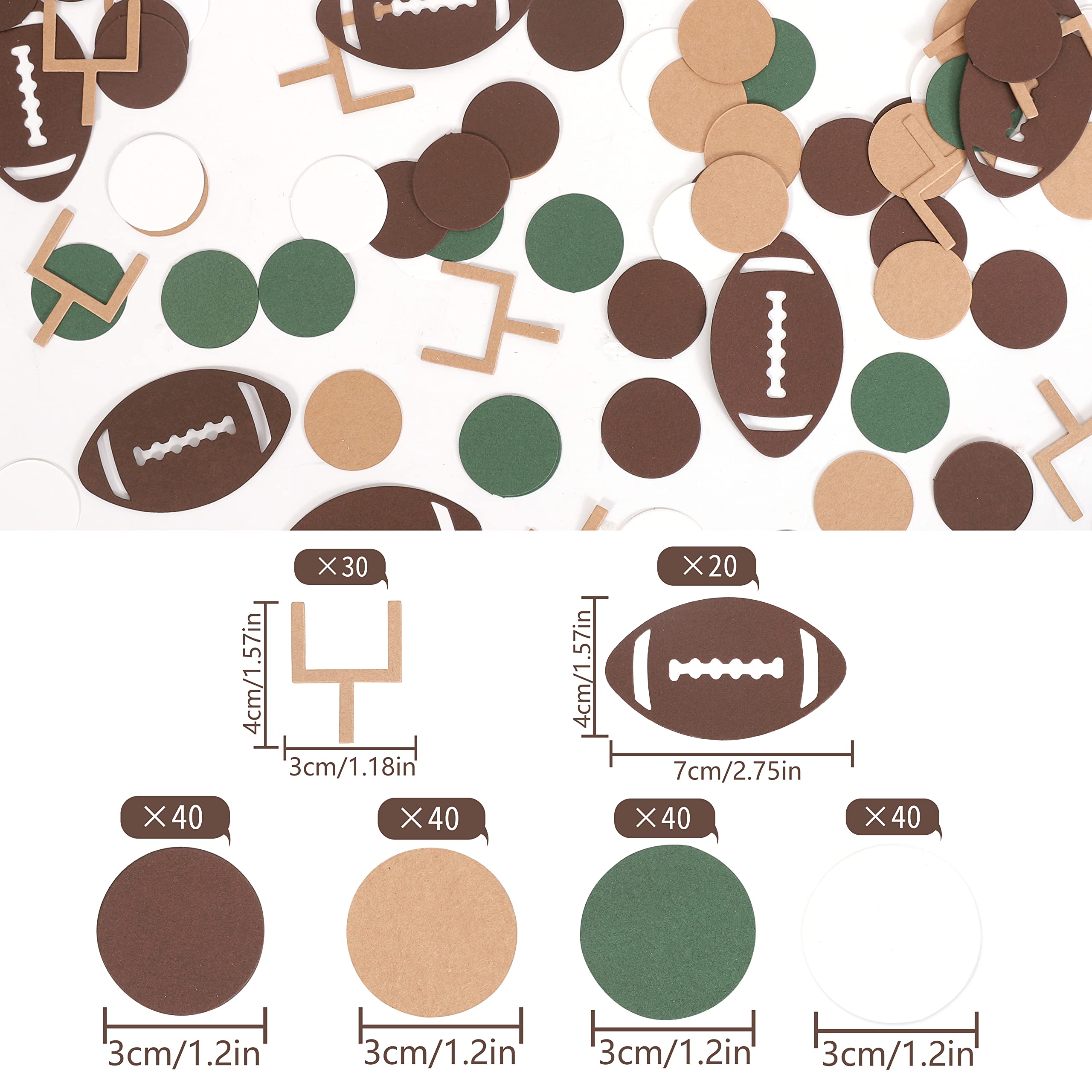 210 Pieces Football Party Table Confetti - First Year Dow,Baby Shower Sport Game Day Party Supplies,Superbowl Party Decorations,First Touch Down,Baby Boy,Brown Olive,First Year Down Football Birthday