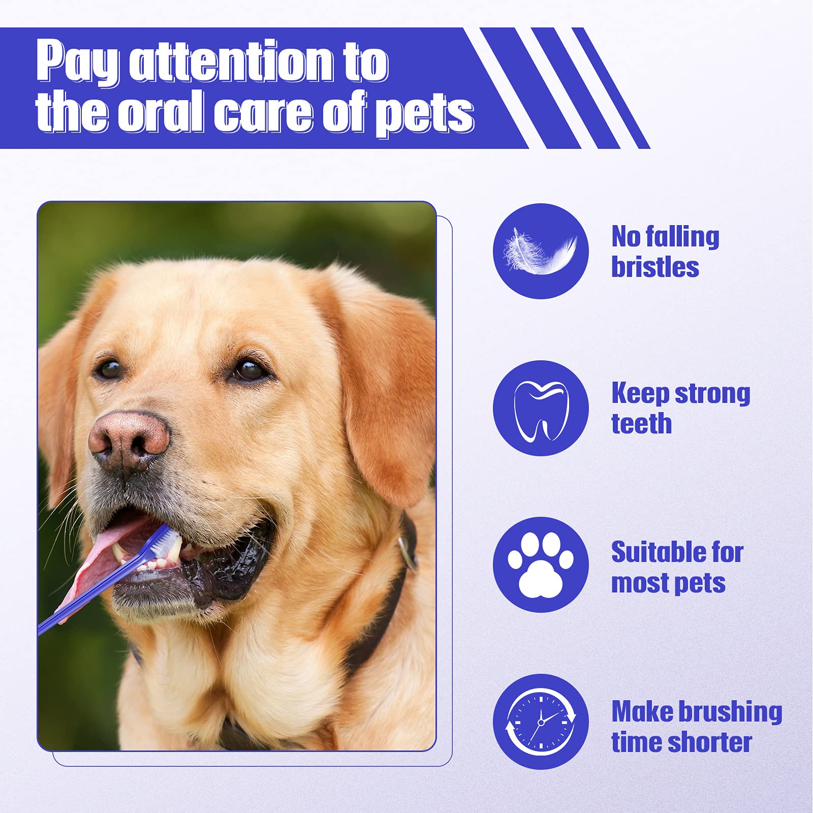 100 Pieces Dog Toothbrush Kit Set Double-Headed Toothbrush Long Handle Tooth Brush Soft Bristle Pet Tooth Brush for Small Medium Large Pet Cat Teeth Cleaning Set