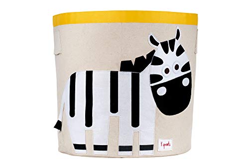 3 Sprouts Canvas Storage Bin - Laundry and Toy Basket for Baby and Kids - Zebra