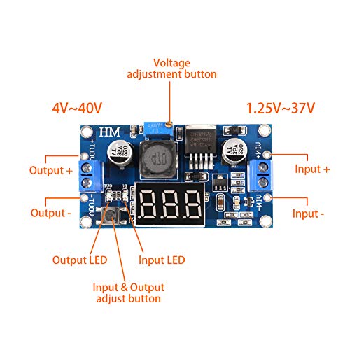 2 Pcs LM2596s DC Buck Converter, MELIFE Adjustable DC to DC Step-Down Voltage Regulator Power Module 36V 24V 12V to 5V 2A Voltage Stabilizer with LED Display