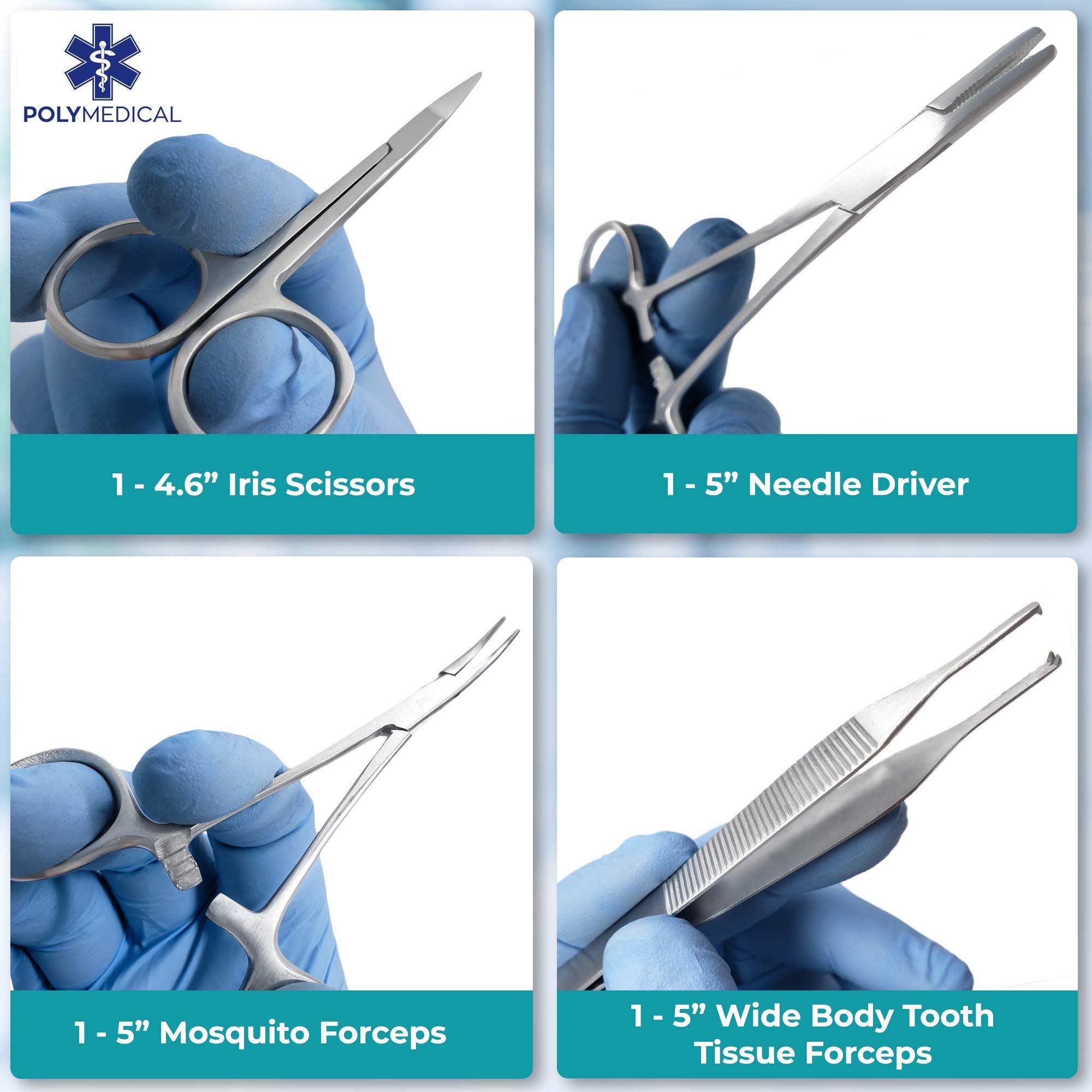 Advanced Dissection Kit - 37 pieces total. High Grade Stainless Steel Instruments perfect for Anatomy, Biology, Botany, Veterinary and Medical Students - By Poly Medical.