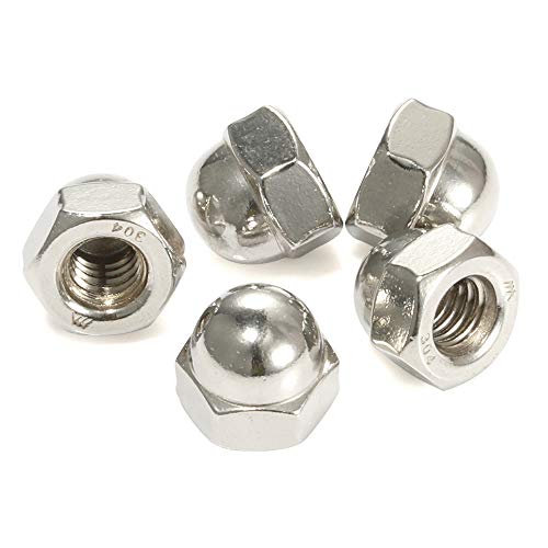 3/8-16 Acorn Hex Cap Dome Head Nuts, 304 Stainless Steel 18-8, Bright Finish, Pack of 20