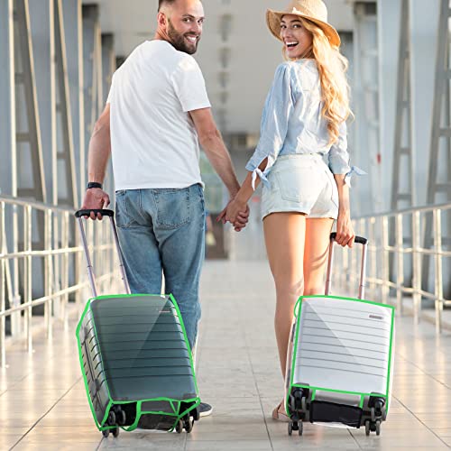 3 Pieces Clear PVC Suitcase Protector Waterproof Cover for Luggage Cover (Fluorescent Green Border, Regular Style)
