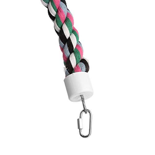 AigouĀ® Bird Spiral Rope Perch, Cotton Parrot Swing Climbing Standing Toys with Bell (Large - 94.4 inch)