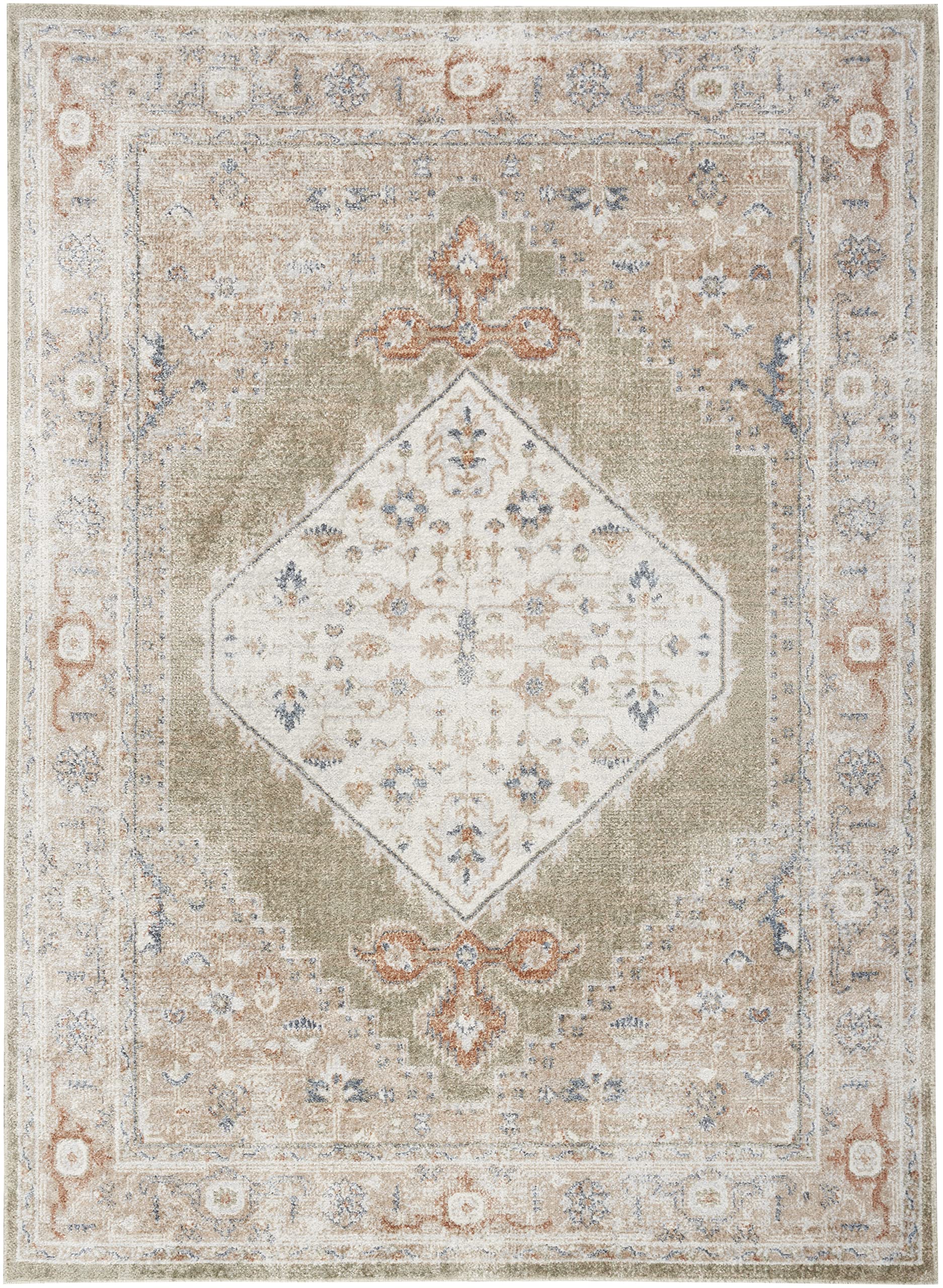 Nourison Astra Machine Washable Bohemian Sage Multi 5'3" x 7' Area -Rug, Easy -Cleaning, Non Shedding, Bed Room, Living Room, Dining Room, Kitchen (5x7)