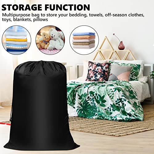 2 Pack Laundry Bags Extra Large Heavy Duty, YOGINGO 28 '' × 45'' Drawstring Nylon Laundry Bag, Durable and Tear Resistant Fabric, Large Capacity, Ideal for Camp, Travel, Laundromat or College Dorm(Black)