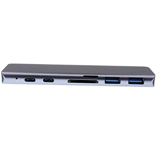7 in1 Dual USB C Hub USB 3.1 Adapter Dock SD Card Reader 4K HDMI For MacBook Pro Grey